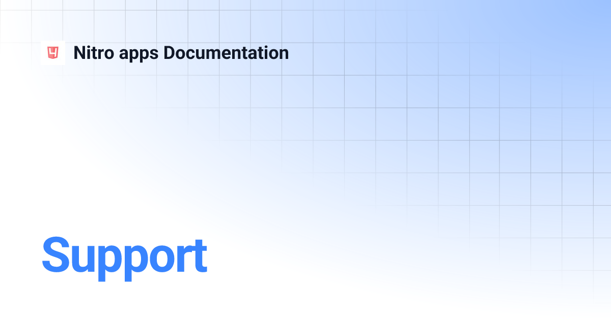 Support | Nitro apps Documentation
